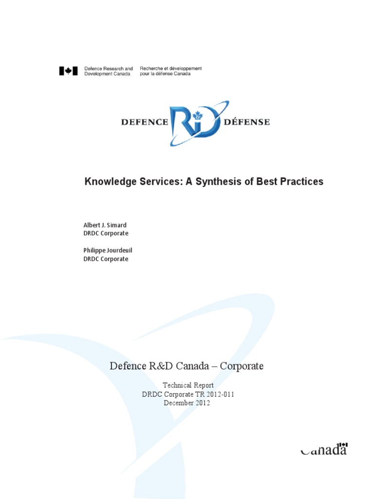 Albert J. Simard - Knowledge Services - A Syntesis of Best Practices ...