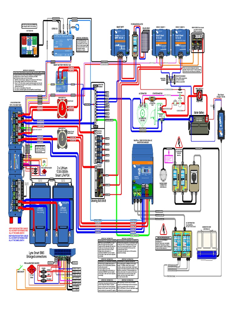 MultiPlus 3KW 230VAC 12VDC 600ah Li Lynx Smart BMS & Distributors Cerbo GX Touch Generator MPPT ...
