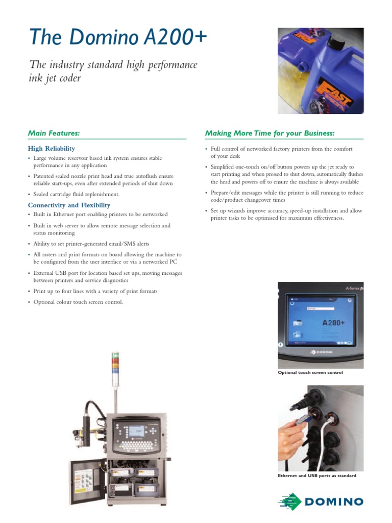 Domino A200 Plus | PDF | Printer (Computing) | Usb