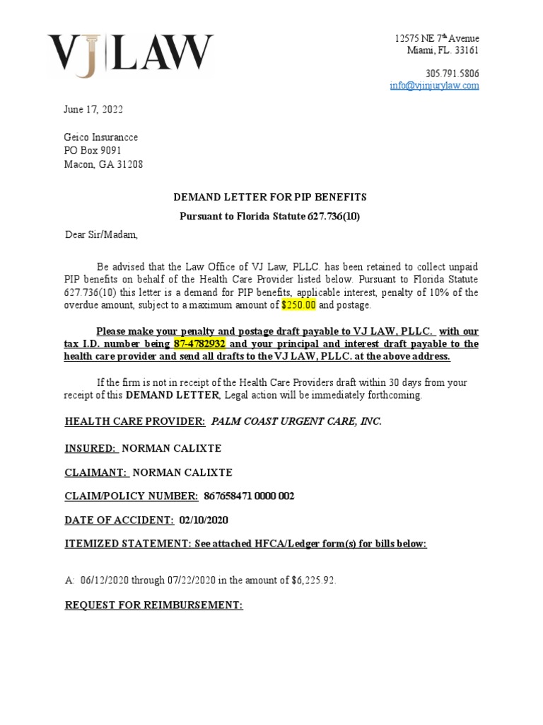 Norman Calixte-PIP Demand LTR | PDF