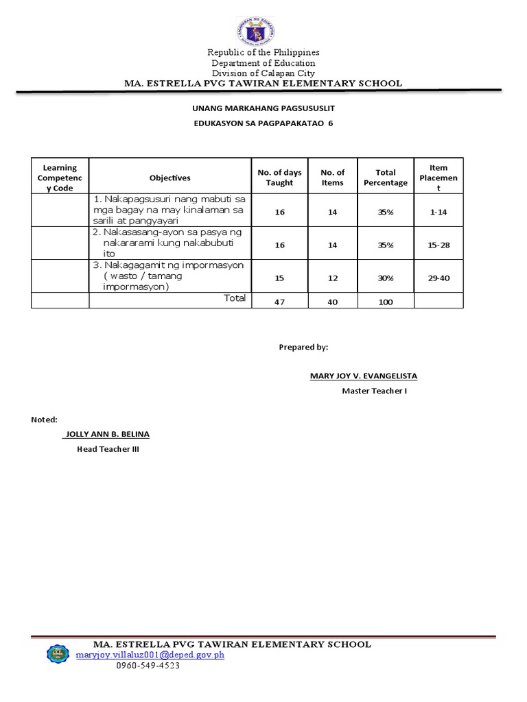 1st PT - Esp 6 | PDF