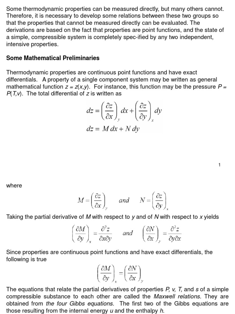 Thermodynamic Property Relations | PDF