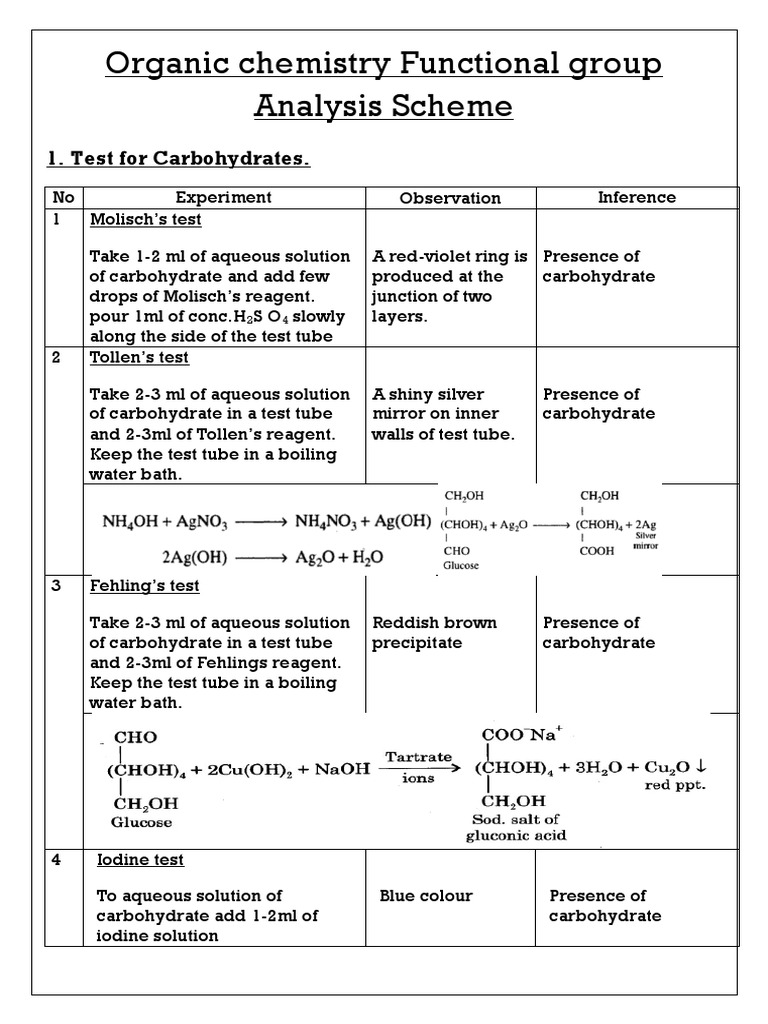 Organic Chemistry Functional Group Analysis Scheme | Download Free PDF ...