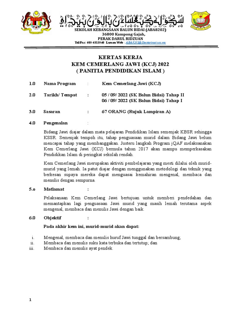 Kertas Kerja KCJ SKBB 2022 | PDF