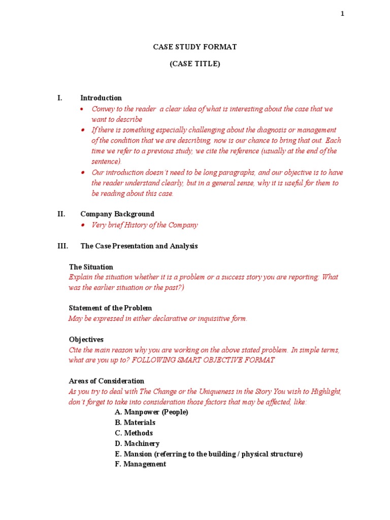 Case Study Format Bsba | PDF