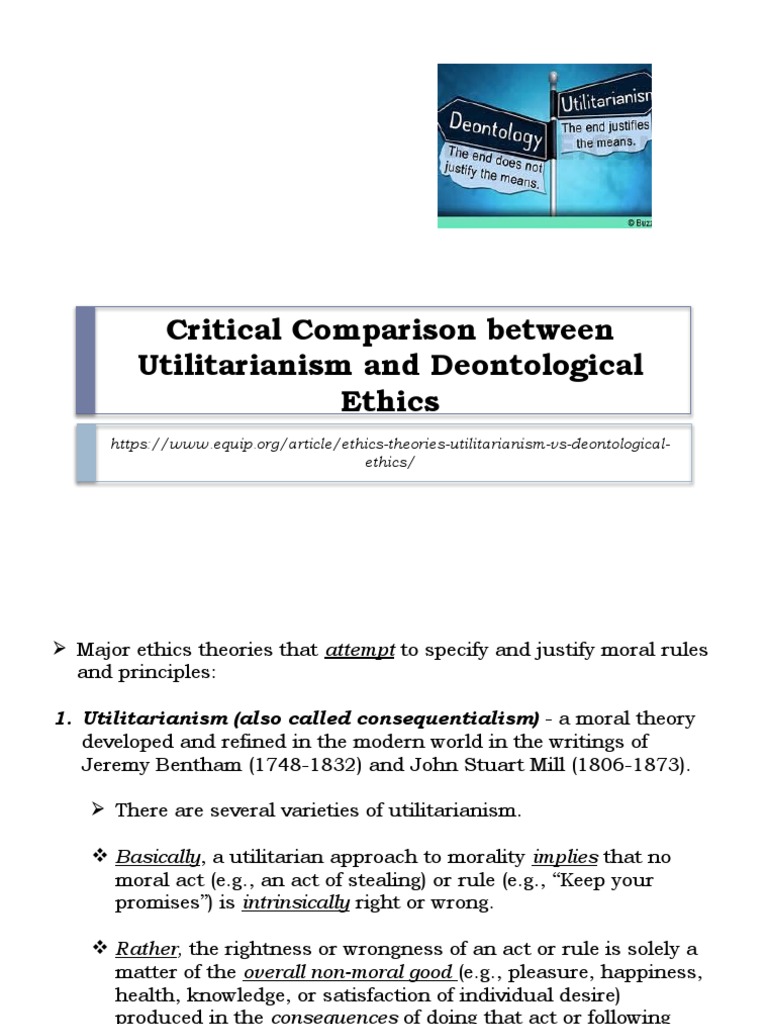 Utilitarianism & Deontology | PDF | Utilitarianism | Ethical Principles