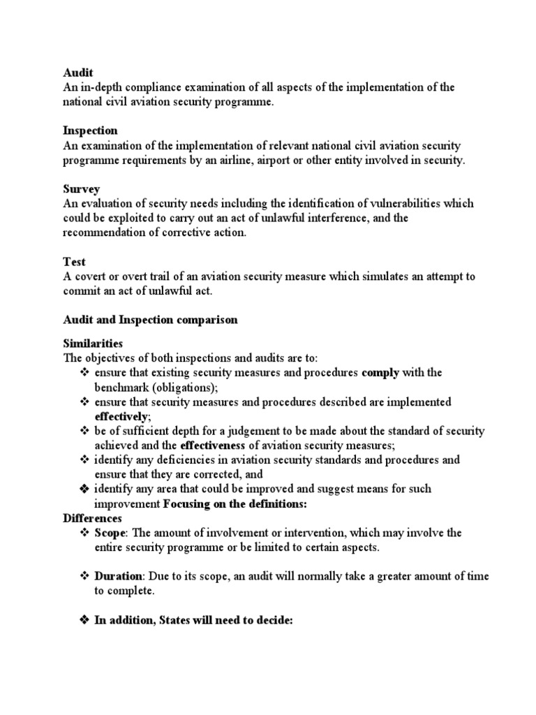 Aviation Security Audit Guide | PDF | Business | Technology & Engineering