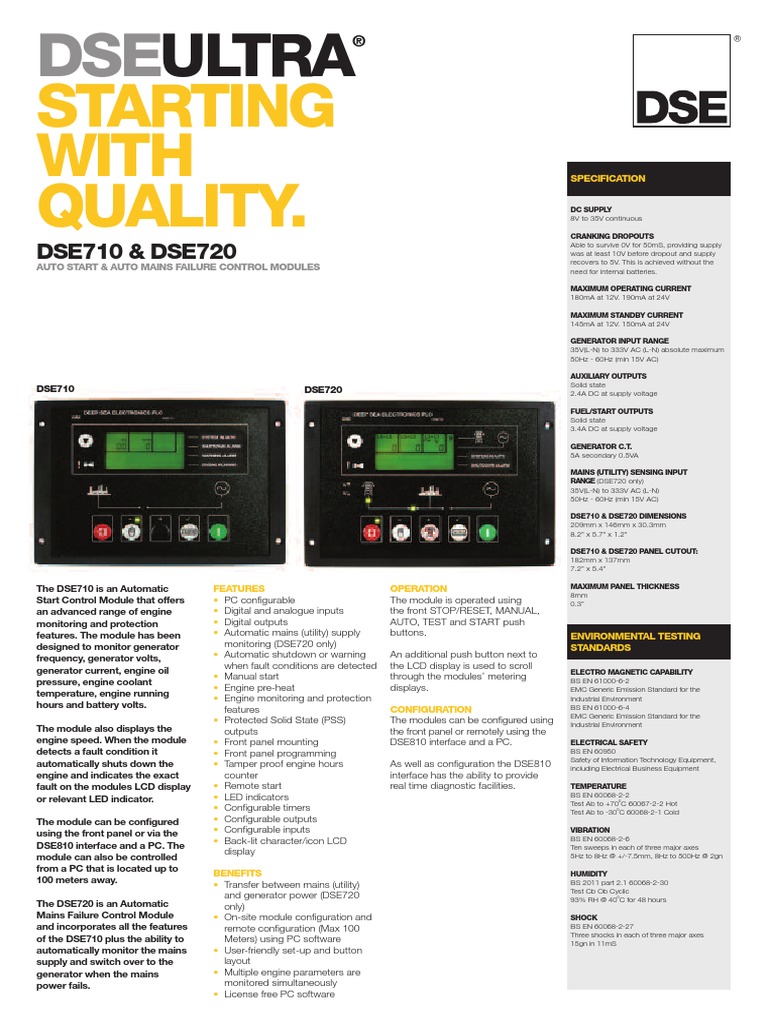 DSE 710-720 Data Sheet | PDF | Mains Electricity | Alternating Current