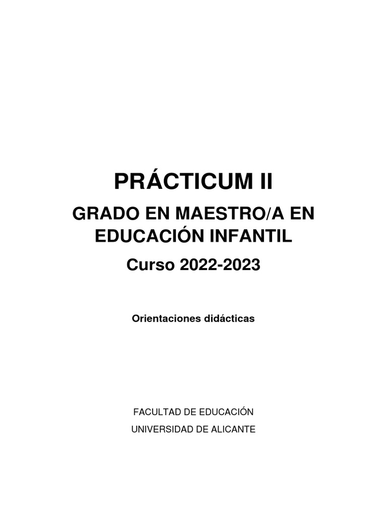 Guia Practicum II Infantil 2022 23 | PDF