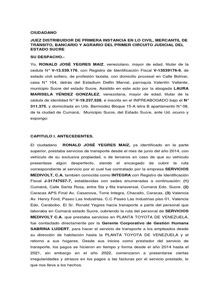 Libelo de Demanda | PDF | Venezuela | Dólar de los Estados Unidos
