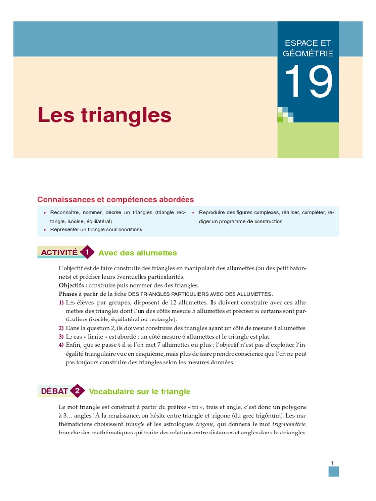 Construire des triangles avec des allumettes | PDF | Triangle | Formes ...