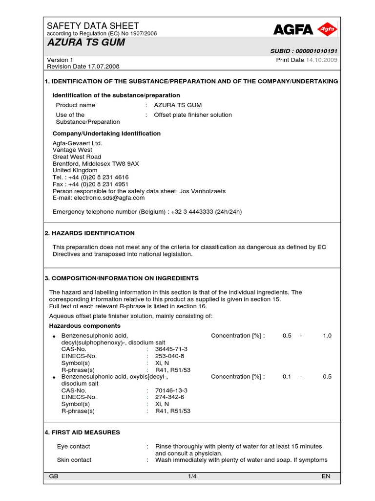 Agfa Azura TS Gum | PDF | Waste | Water