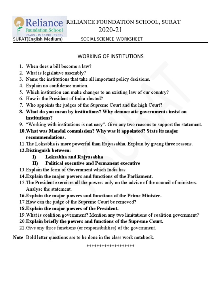 Working of Institutions | PDF