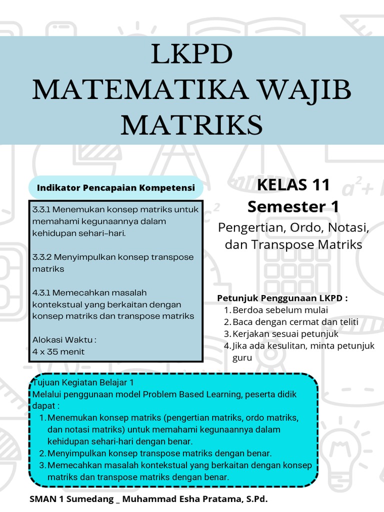 LKPD (Layer Liveworksheet) MATEMATIKA WAJIB MATRIKS - Muhammad Esha ...