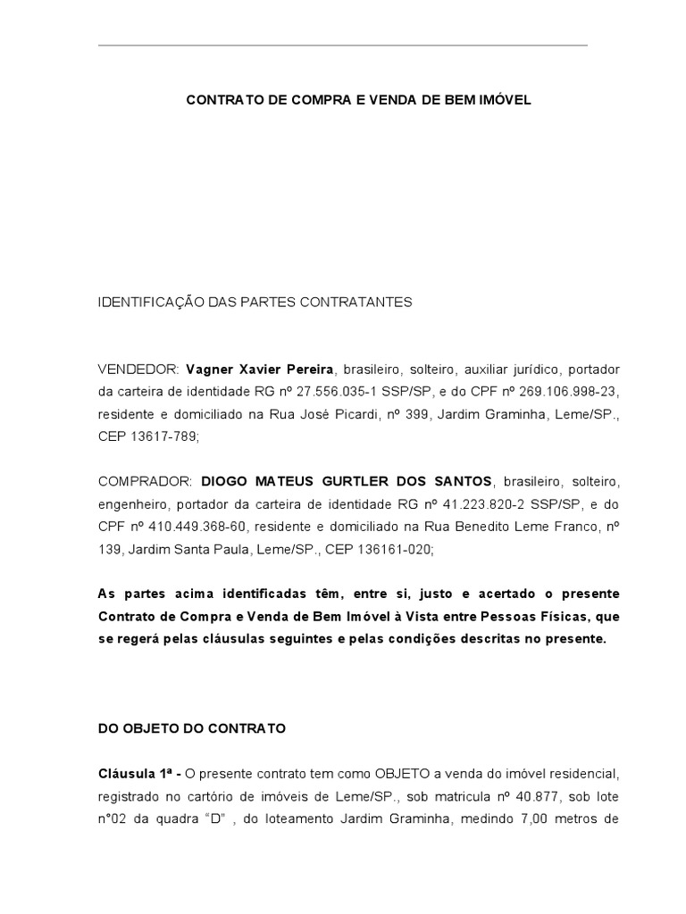 Contrato de Compra e Venda | PDF