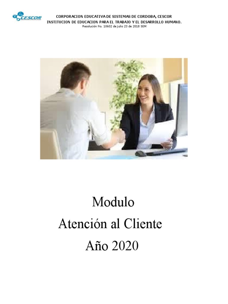 Modulo Atencion Al Cliente | PDF | Salón de clases | Maestros