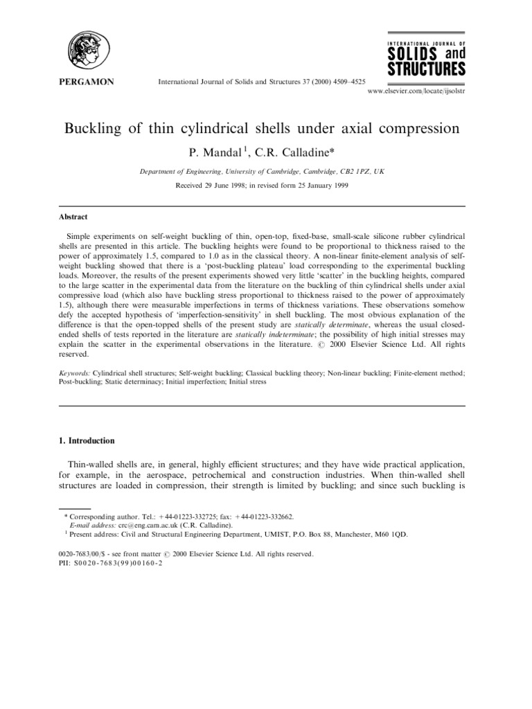 Shell Buckling Linear | PDF | Buckling | Classical Mechanics