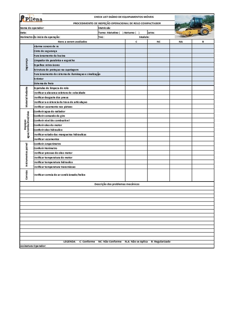 2 - Check List Equipamentos Pesados | PDF | Motores | Radiador