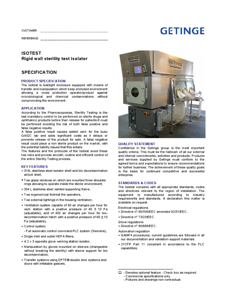 Getinge FP 102 ISOTEST | PDF | Pipe (Fluid Conveyance) | Sterilization ...