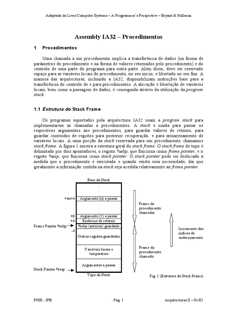 Assembly Ia32 Procedimentos Pdf Linguagem Assembly Compilador 