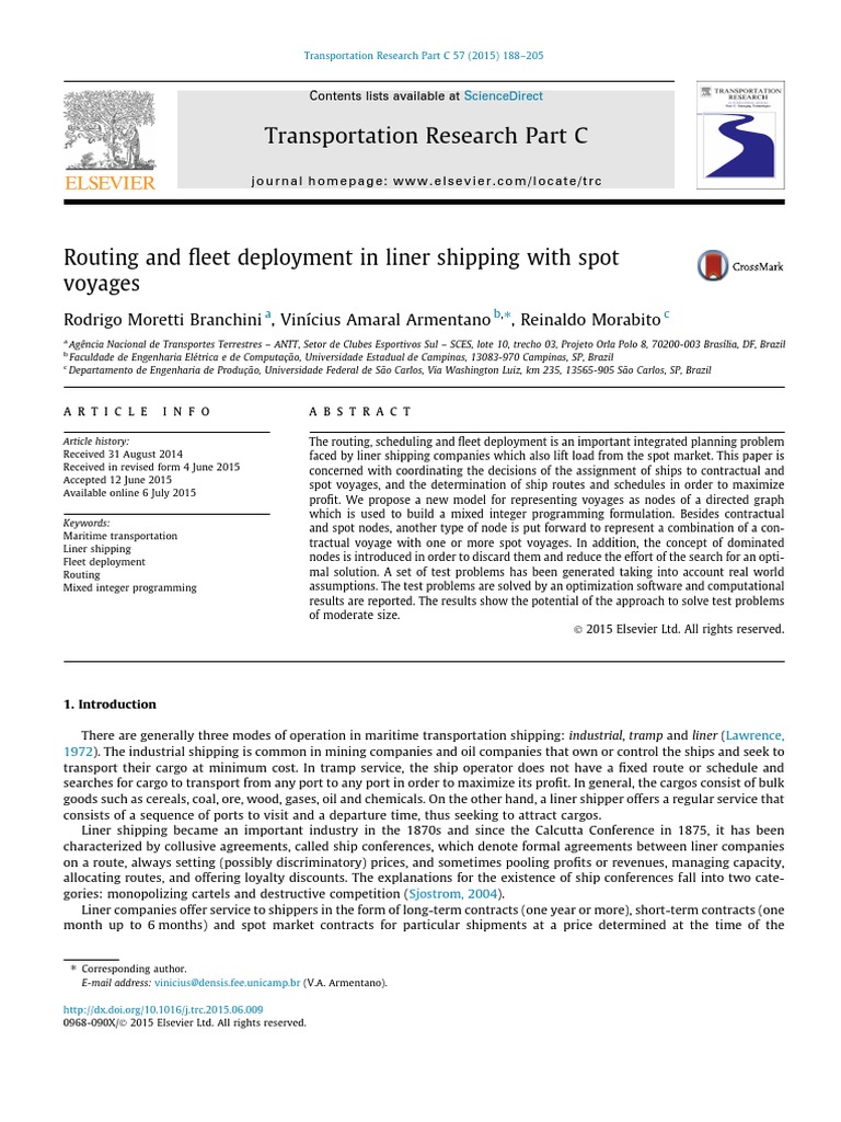 Routing and Fleet Deployment in Liner Shipping With Spotvoyages | PDF | Port | Linear Programming