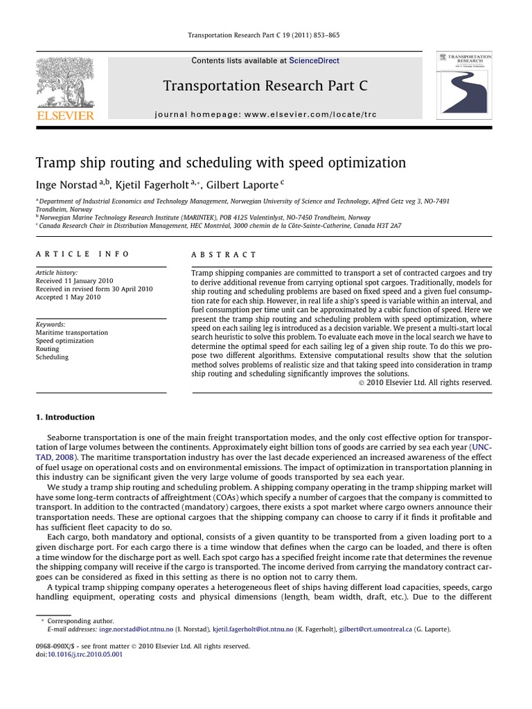 Tramp Ship Speed Optimization | PDF | Mathematical Optimization | Cargo