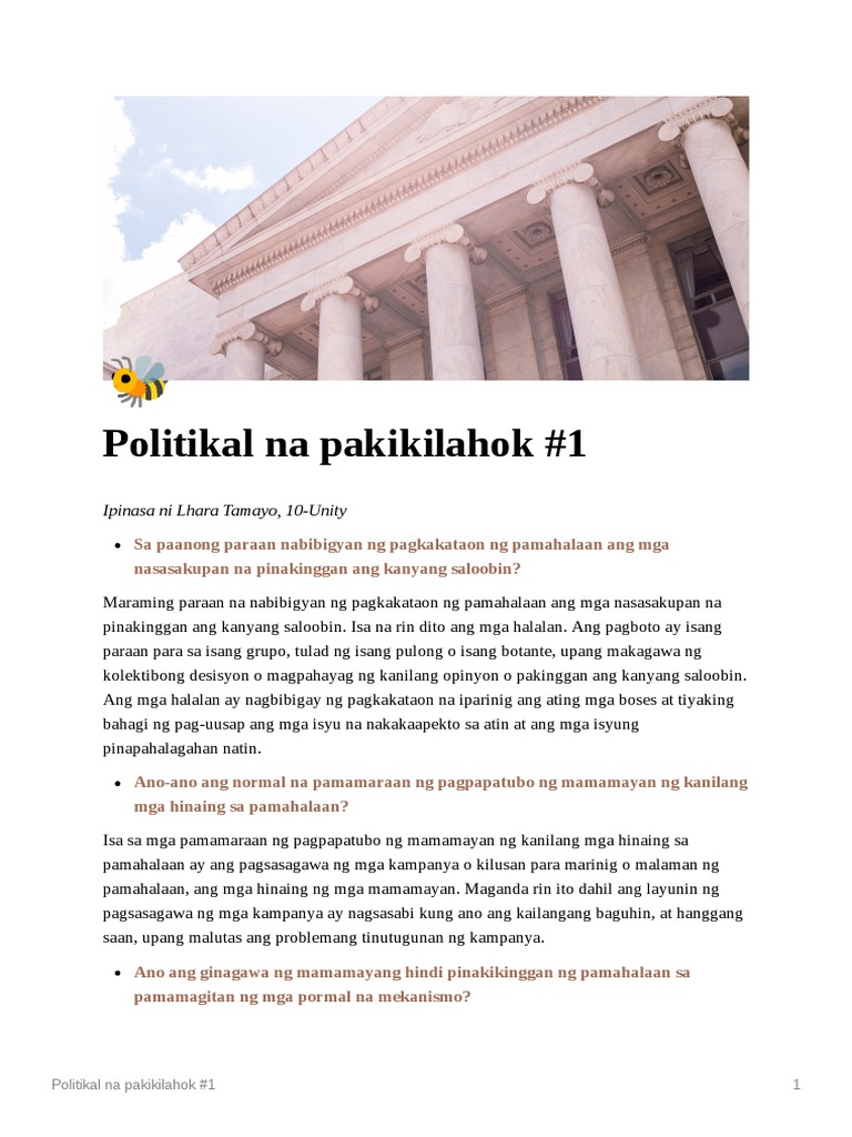 Politikal Na Pakikilahok 1 | PDF
