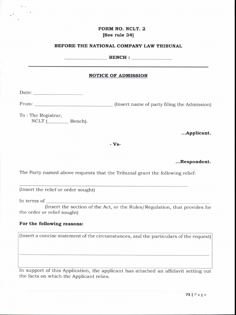 Form No. NCLT 2 | PDF