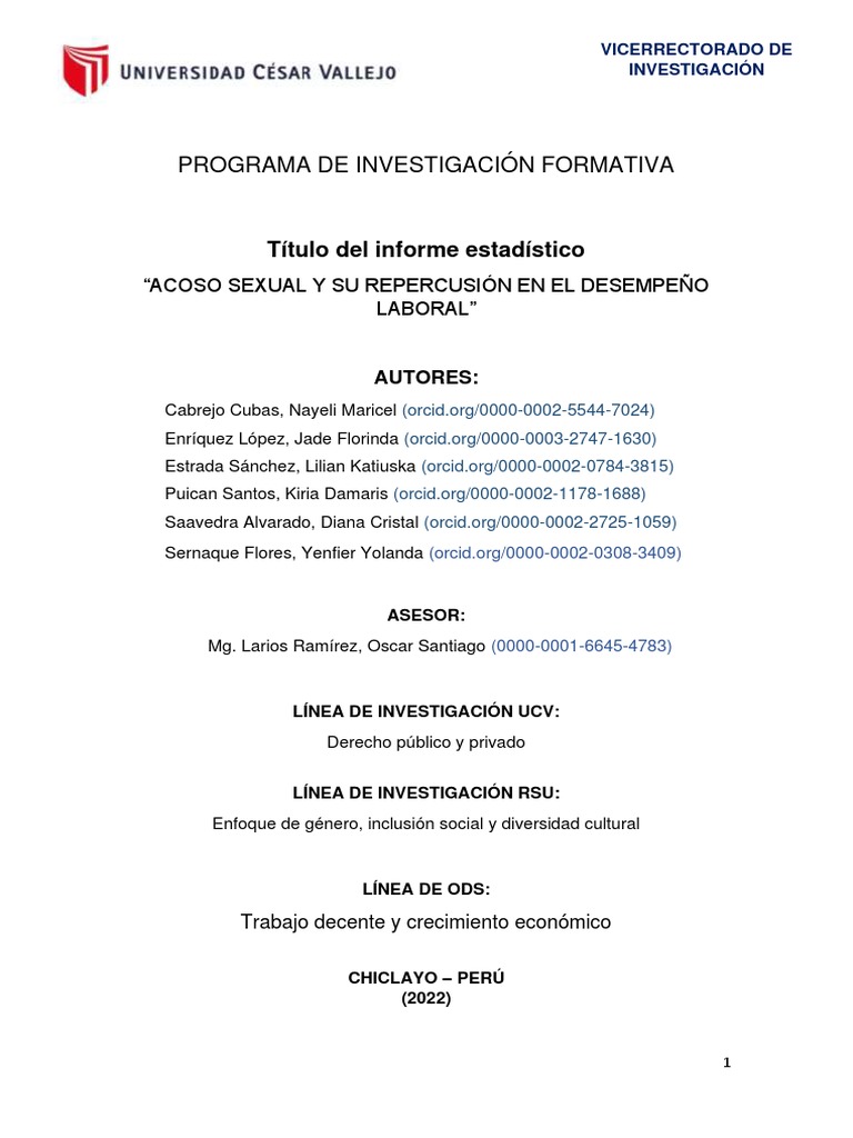 Informe Estadistico de Investigación - Corregido | PDF
