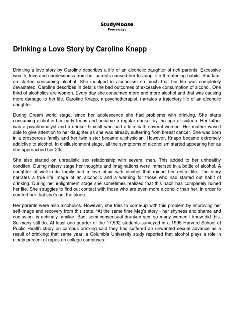 Drinking A Love Story by Caroline Knapp | PDF