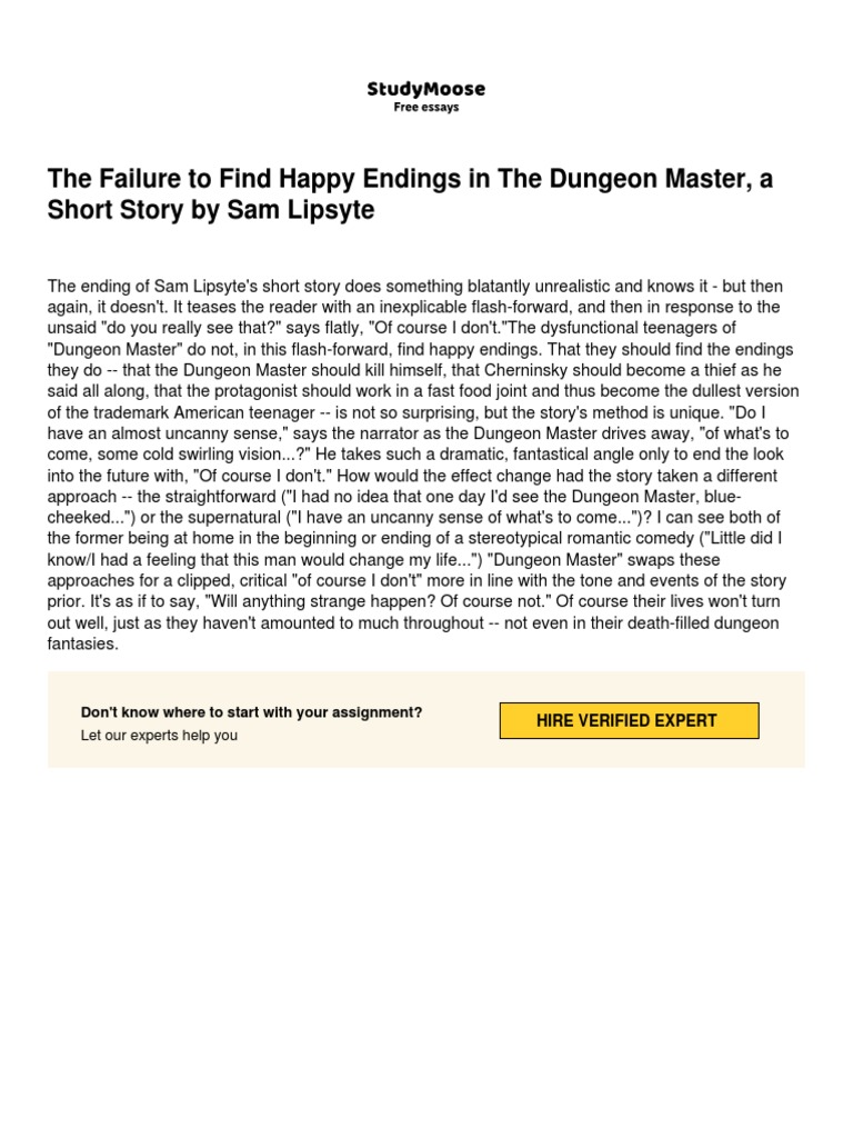 The Failure To Find Happy Endings in The Dungeon Master, A Short Story ...