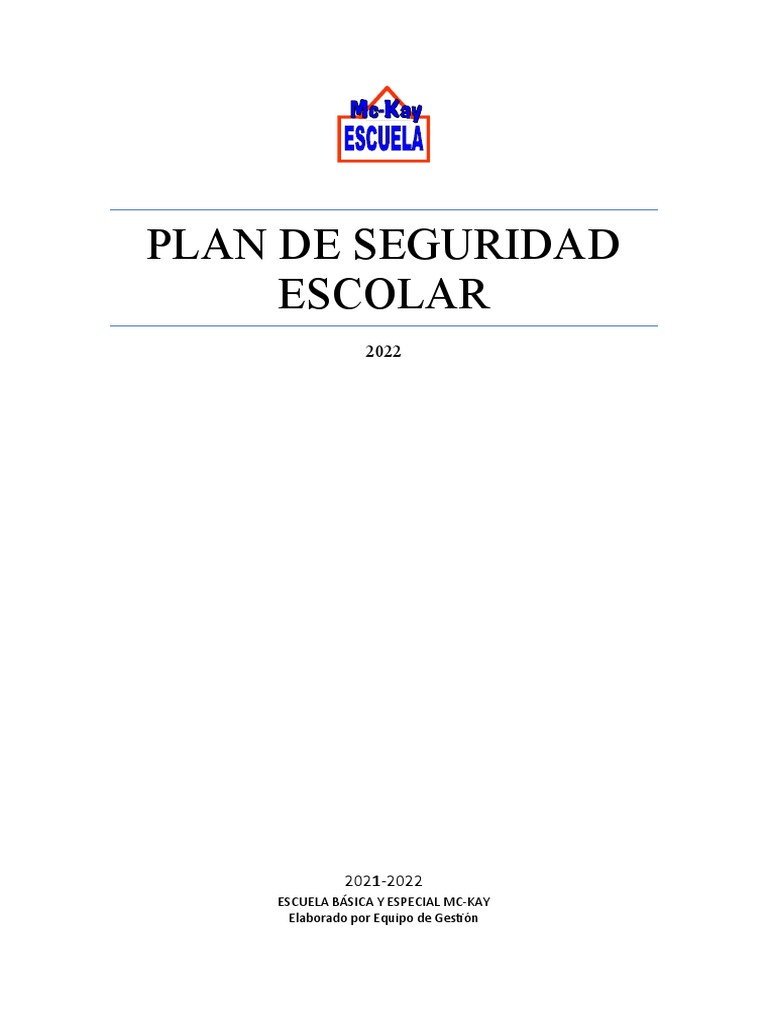 Plan de Seguridad Escolar | PDF