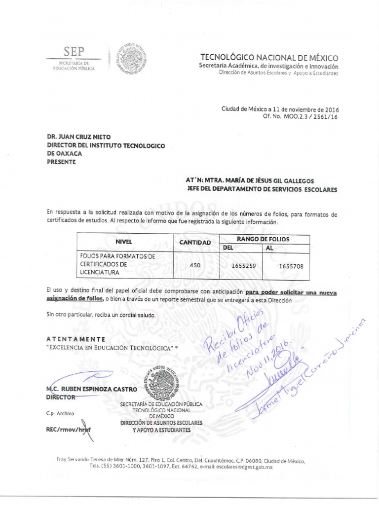 Folio 2561-2562-16 Oaxaca | PDF