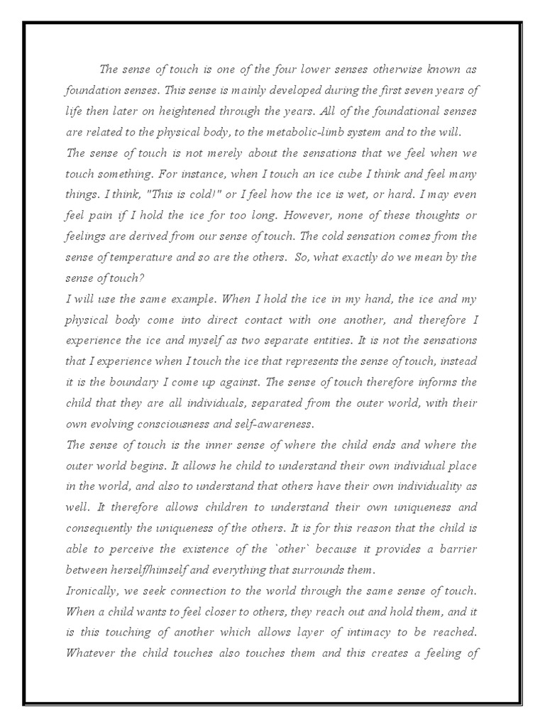 Sense of Touch | PDF | Senses | Experience