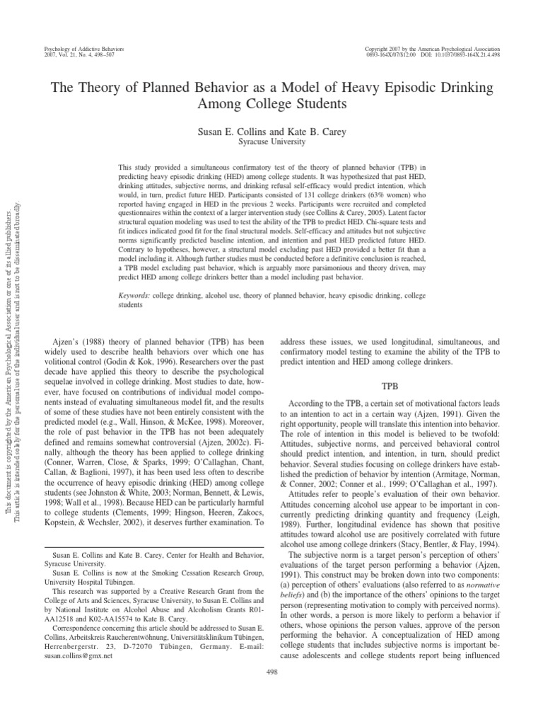6collins Et Al. (2007) | PDF | Attitude (Psychology) | Intention