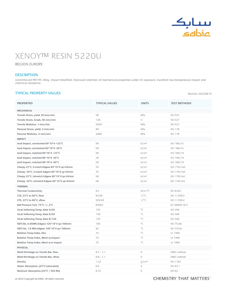 XENOY™ Resin - 5220U - Europe - Technical - Data - Sheet | Download Free PDF | Pascal (Unit ...