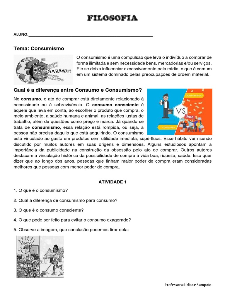 ATIVIDADE EJA Consumismo | PDF | Consumismo | Consumo (economia)