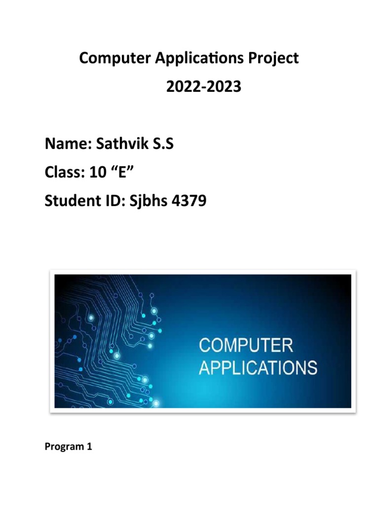 Computer Applications Project 2022-2023 | PDF
