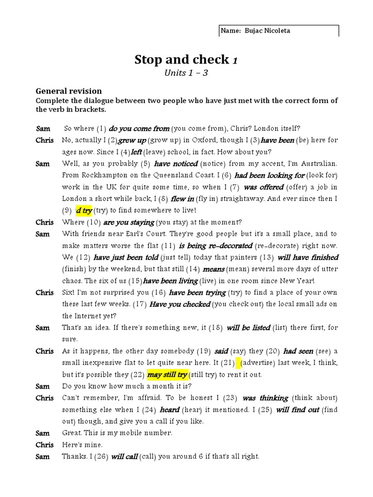 Stop and Check 1 NB | PDF