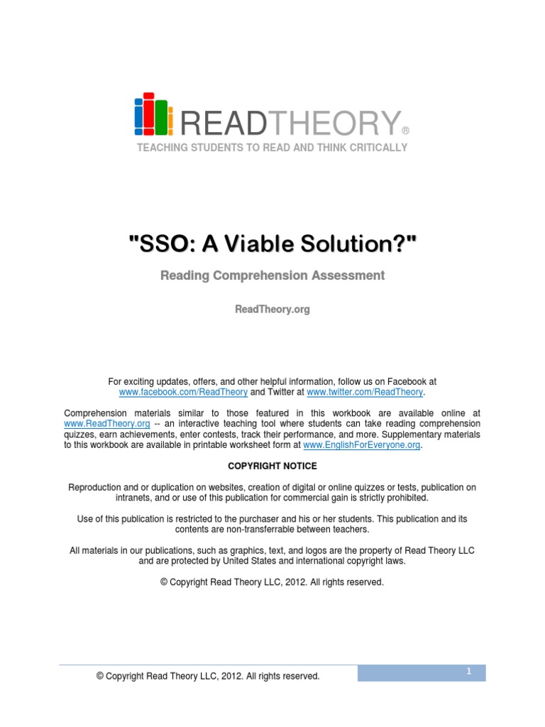 Readtheory - Sso - IT Assignment | PDF