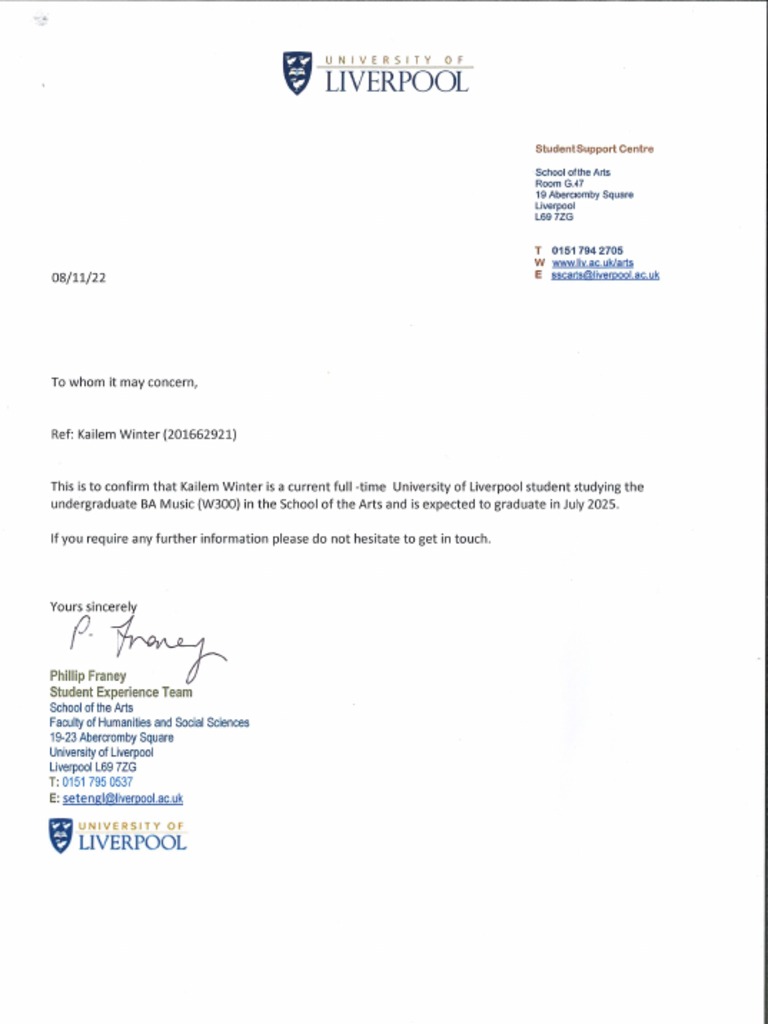 Kailem Winter Status Letter | PDF