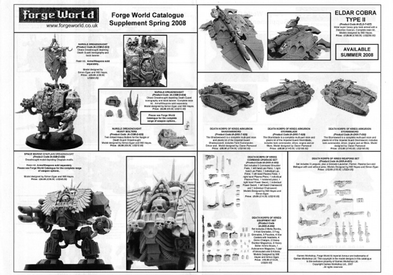 Forge World Catalogue 2008 Spring Supplement | PDF