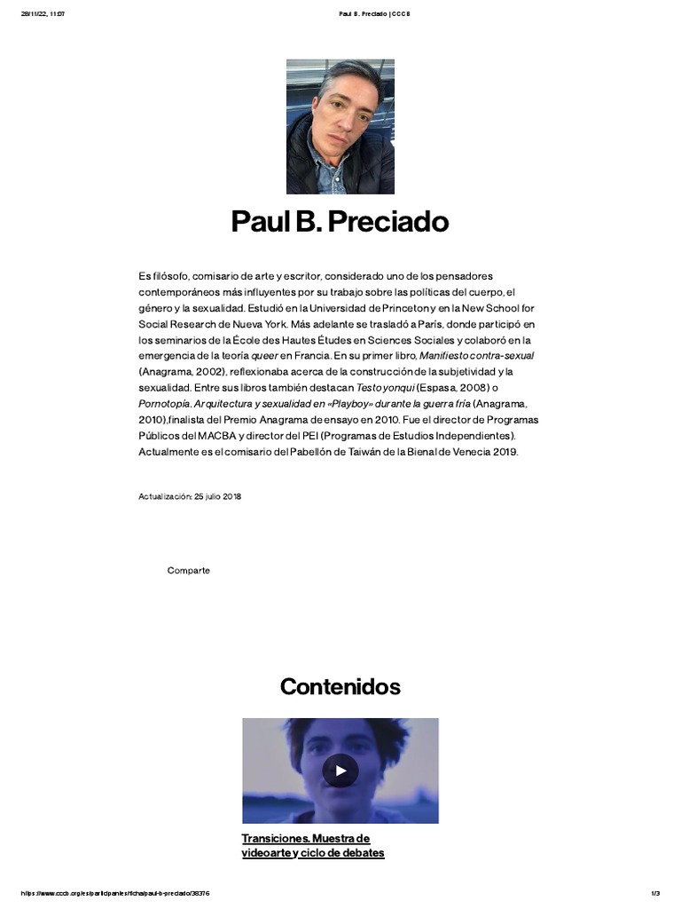 Paul B. Preciado: Filosofía y Género | PDF