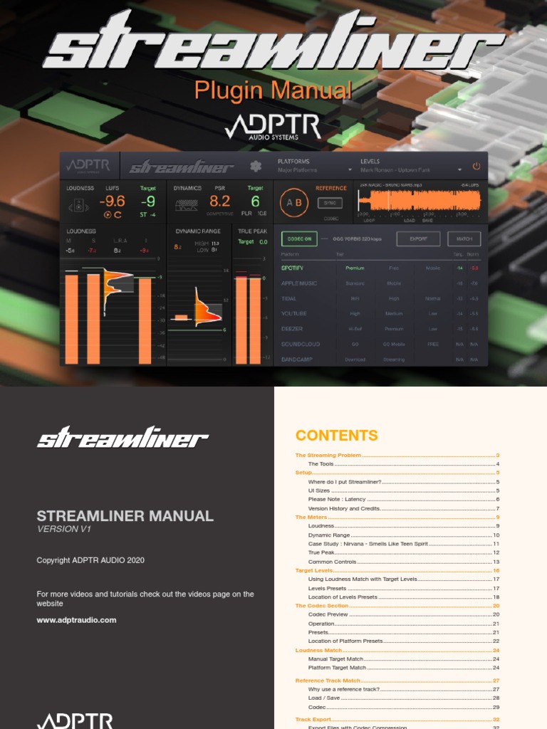 ADPTR Streamliner Manual | PDF | Codec | Mp3