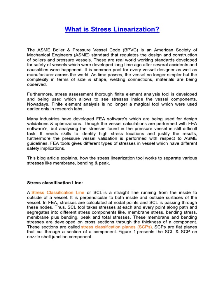 What Is Stress Linearization | PDF | Stress (Mechanics) | Bending