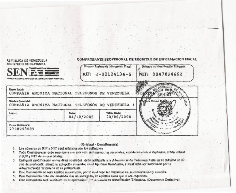 Copia de RIF de Cantv | PDF