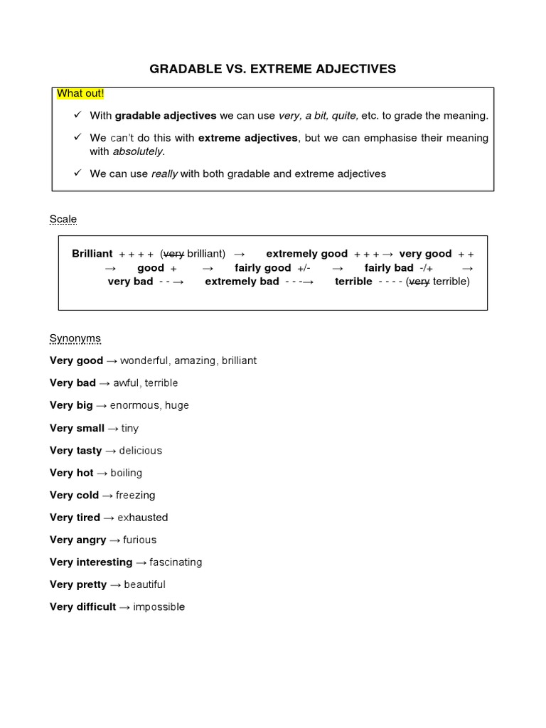 Gradable vs Extreme Adjectives | PDF
