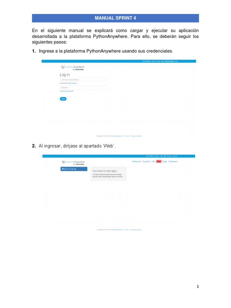 Guía: Despliegue en PythonAnywhere | PDF | Hipervínculo | Ingeniería de software