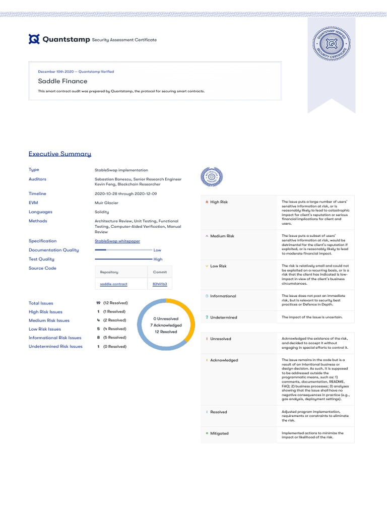 SaddleFinance - Quantstamp Audit | PDF | Subroutine | Array Data Structure