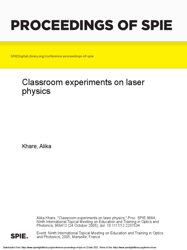 Class Room Laser Experiment | PDF | Laser | Diode